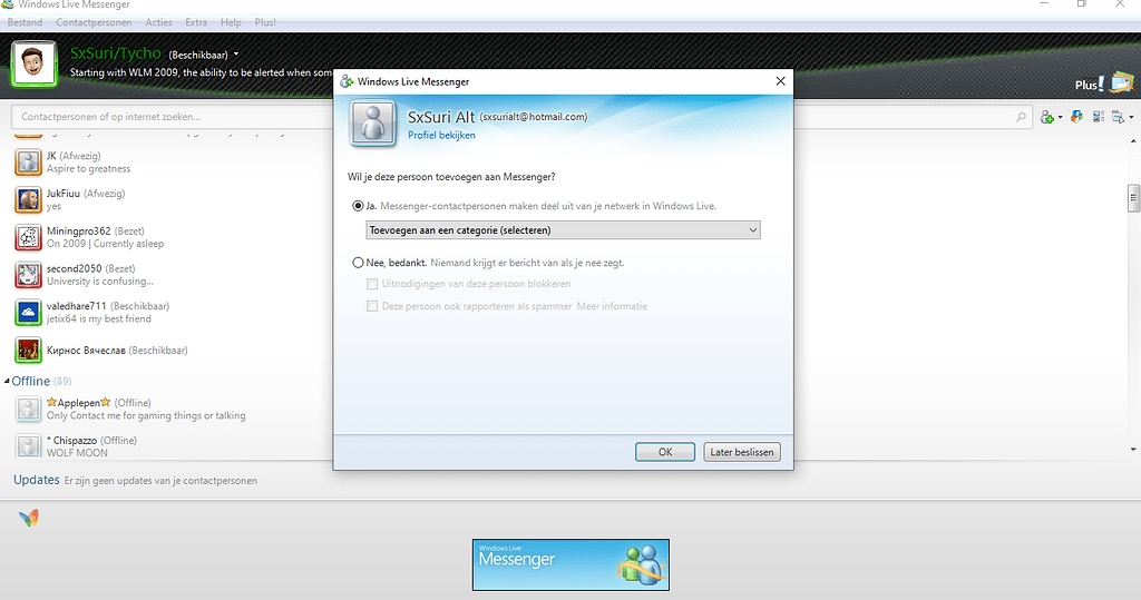 How To Alert You If Someone Send You Request On WLM 2009 - Escargot MSN ...
